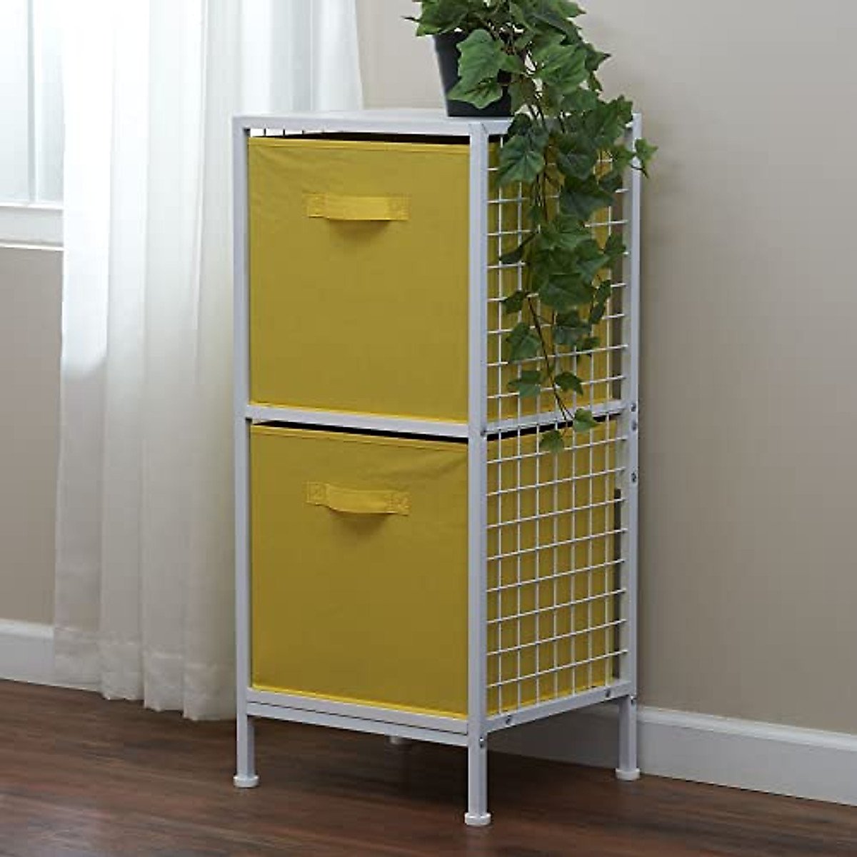 Household Essentials, Golden Yellow 2 Pack Open Storage Bins with Dual Handles, 13 x 12 x 13