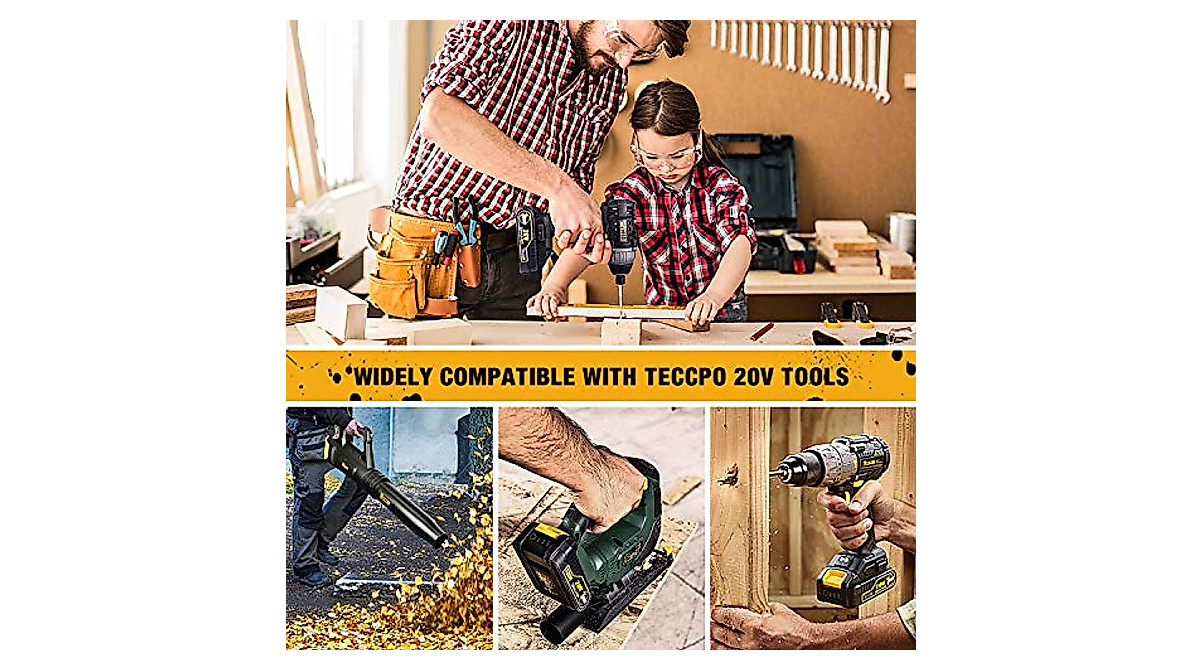 TECCPO 20V MAX 2.0 Ah Lithium Battery - Reliable Power for Cordless Tools