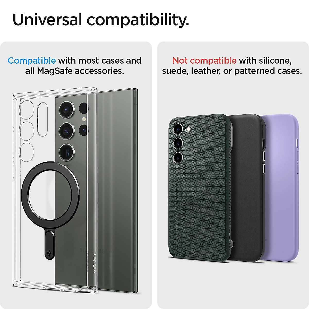 Spigen Magnetic Ring Plate (MagFit) Adapter for Magsafe Stickers with EZ-Fit Kit [Add MagSafe Compatibility to Non-MagSafe Case] 1 Pack - Black