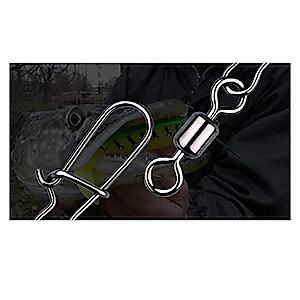 moisture Fishinghooks 50PCS Connector Pin Bearing Rolling Rotating Stainless Steel Buckle, Seawater/Freshwater Fishing Hook, Bait Rotating Fishing Gear Fishing Accessories Fishing Hook (Size : 1#)
