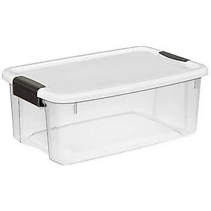 Sterilite Storage Tote, Clear/White, 4.5 Gal.