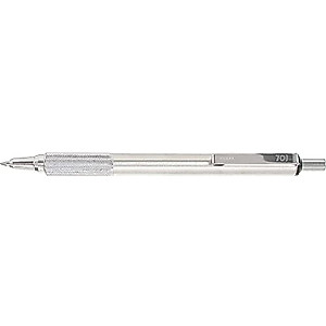 Zebra 29411 F-701 Ballpoint Stainless Steel Retractable Pen, Fine Point, 0.8mm, Black Ink (4)