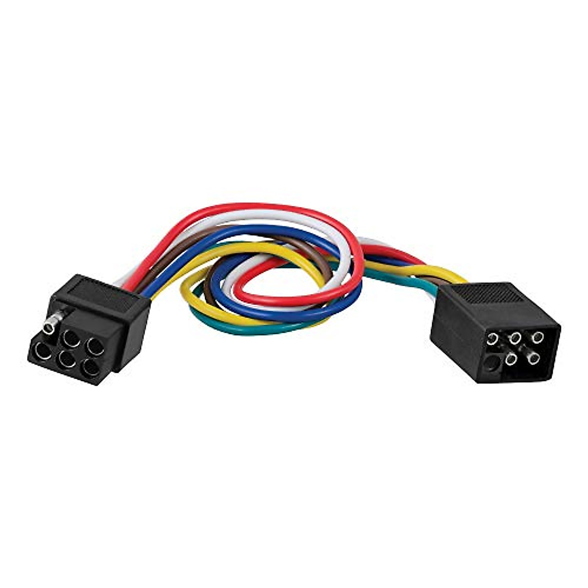 CURT 58034 Vehicle-Side and Trailer-Side 6-Pin Square Wiring Harness Connectors with 12-Inch Wires
