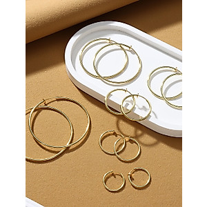 HAIAISO 6 Pairs Clip On Hoop Earrings for Women Fake Spring Hoop Earrings Set for Non-Pierced Ears Jewelry 6 Sizes(Gold)