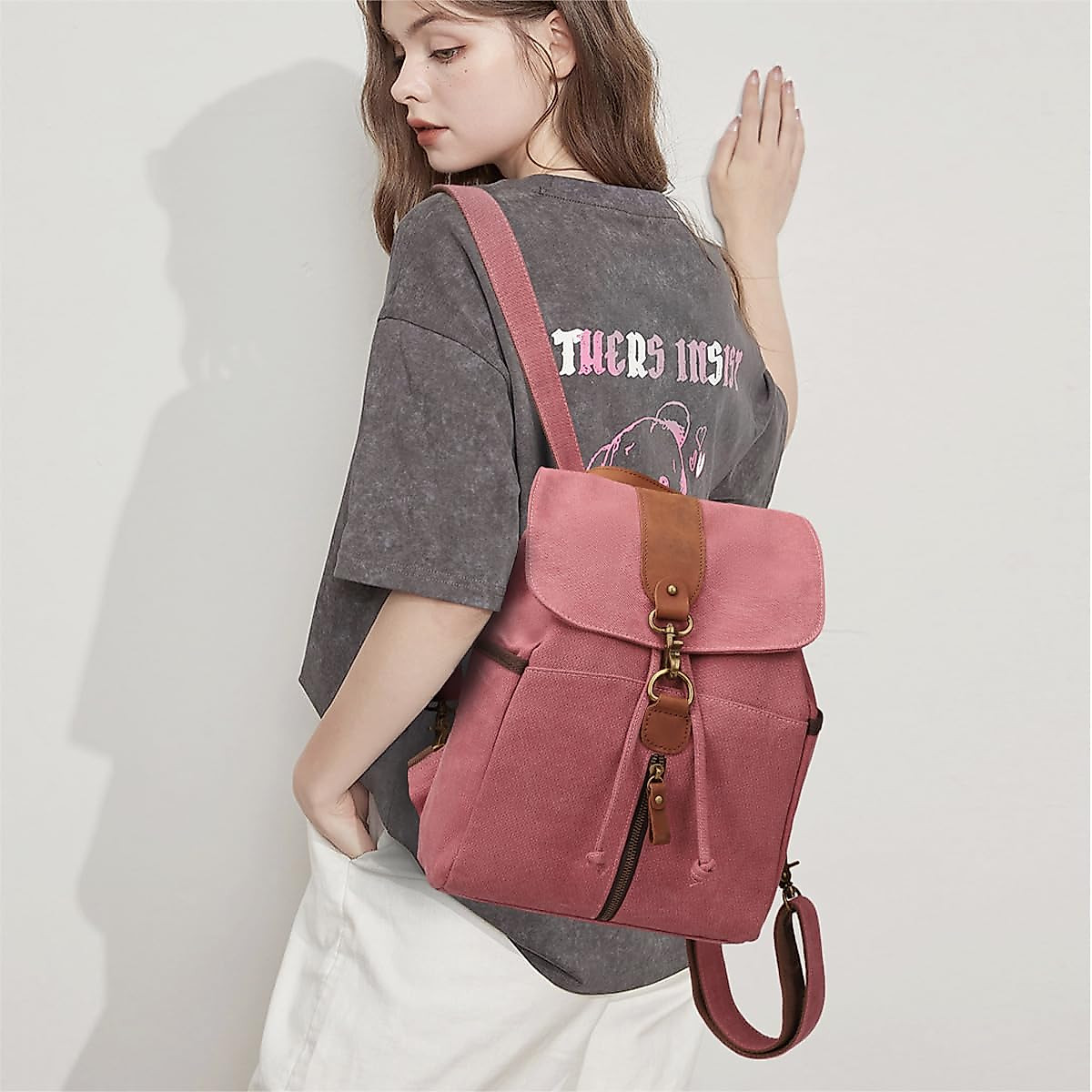 KL928 Canvas Backpack - Casual Daypack Vintage Outdoor Travel Rucksack Hiking Backpacks for Men Women