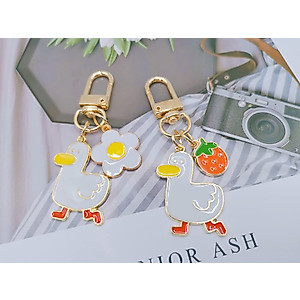Meefisher 2 PCS Cute Keychain Kawaii Duck Aesthetic Key Ring Keychains Charm Accessories for Backpack U Disk Decor Bag, Birthdays, Jewelry gifts