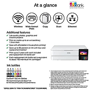 Epson EcoTank Photo ET-8550 Wireless Wide-Format All-in-One Supertank Printer with Scanner, Copier, Ethernet and 4.3-inch Color Touchscreen
