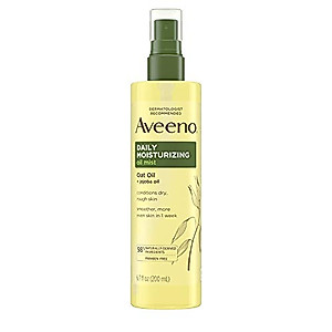 Aveeno Daily Moisturizing Dry Body Oil Mist with Oat and Jojoba Oil for Dry, Rough Sensitive Skin, Nourishing & Hypoallergenic Body Spray, Paraben-, Silicone- & Phthalate-Free, 6.7 fl. Oz