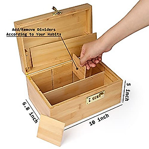 OZCHIN Large Bamboo Box with Combination Lock Decorative box for Home Locking Storage Bamboo Box