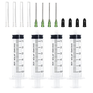 SANANTS 60ml Independent Packing Industrial Adhesive is Applied Through Plastic Tubing with Dispensing Head and Sealing Caps for Engineered Fluid，Glue Applicator and Refilling (Pack of 4)