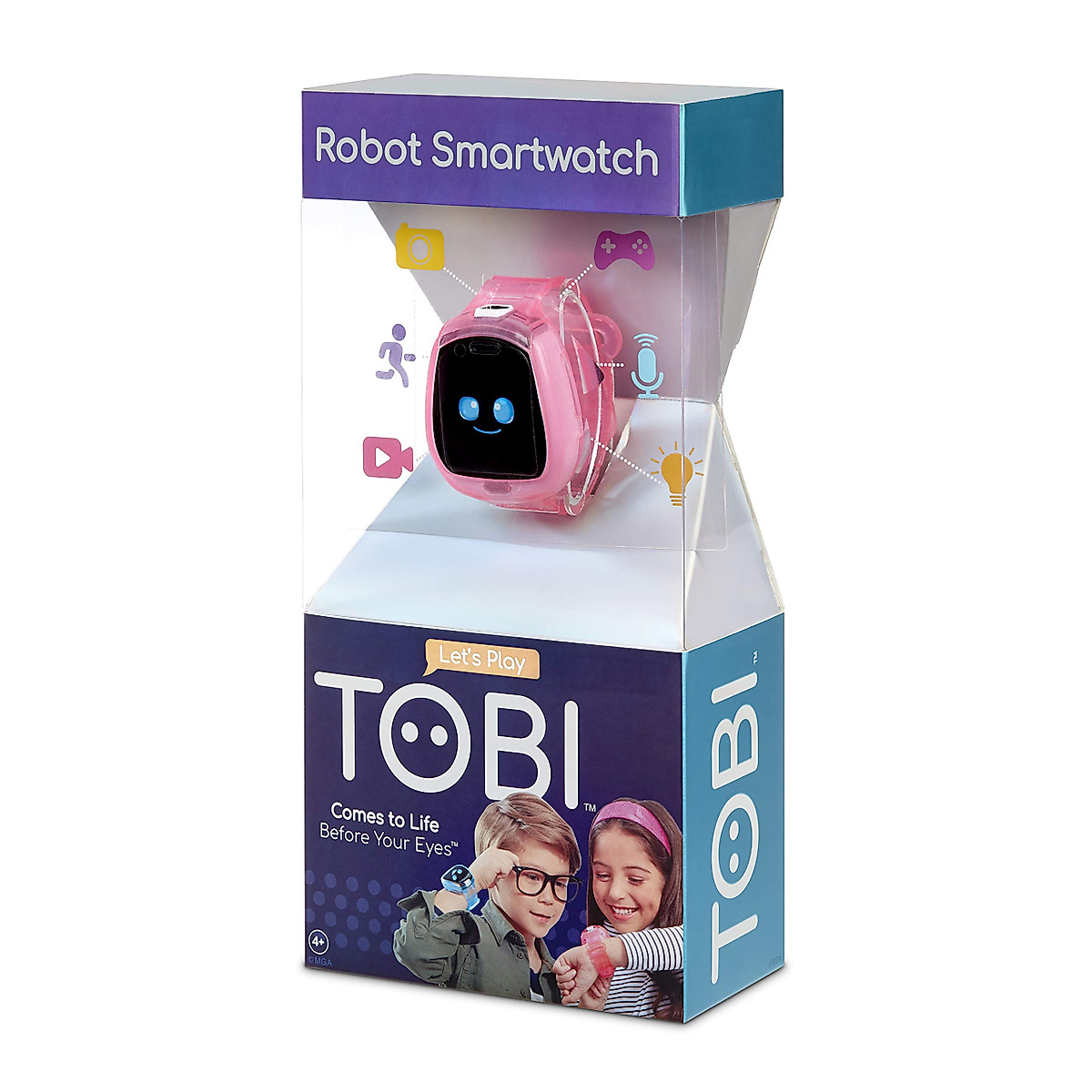 Little Tikes Tobi Robot Smartwatch - Pink with Movable Arms and Legs, Fun Expressions, Sound Effects, Play Games, Track Fitness and Steps, Built-in Cameras for Photo and Video 512 MB | Kids Age 4+