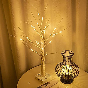 LED Lights Birch Tree, 2 Pack Branch Tree Lamp Christmas Decor, 24" Lighted Tree Light, USB/Battery Tabletop Tree Light with Timer Battery Powered for Home Festival Wedding Easter Decorations