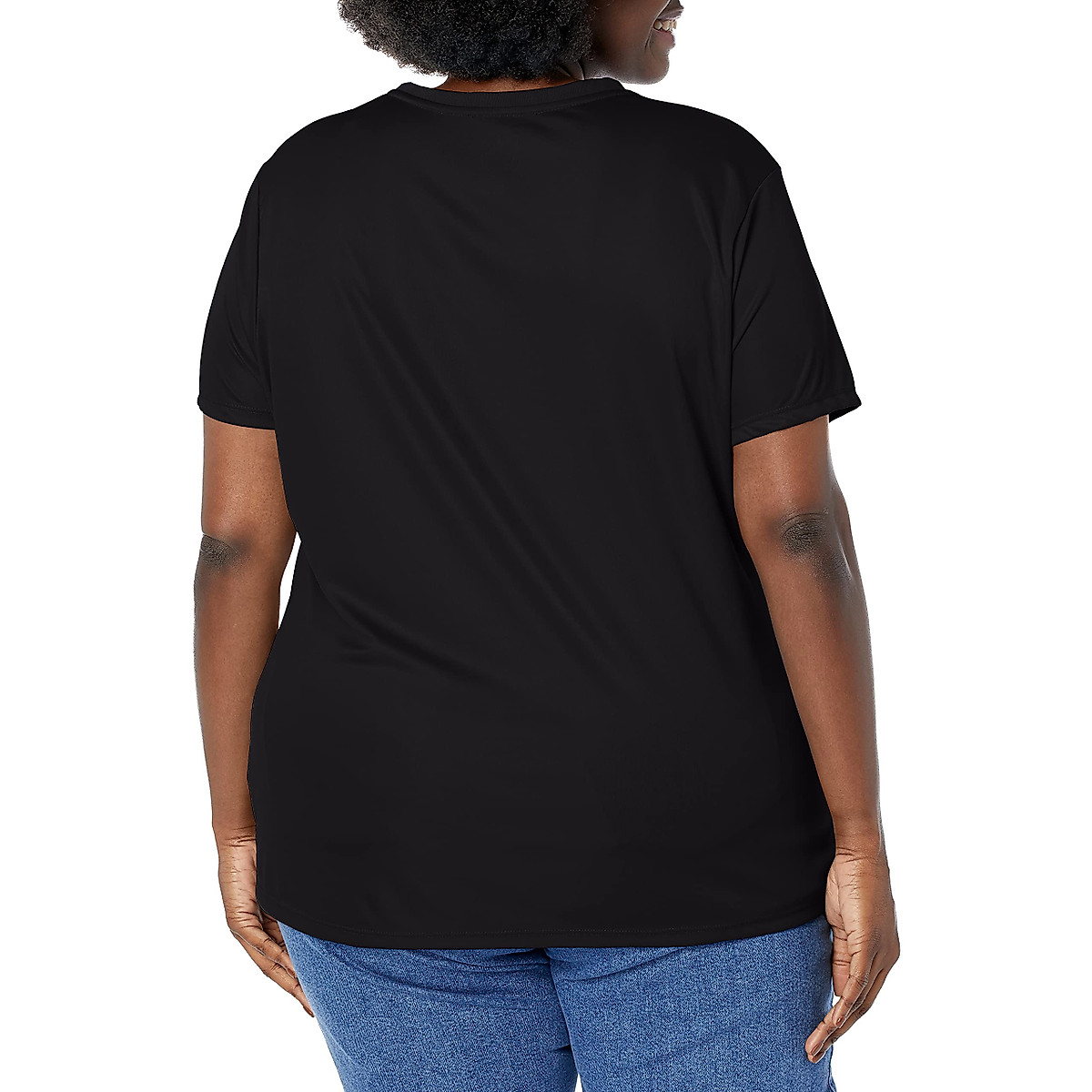 JUST MY SIZE womens Cool Dri V-neck Shirt, Black, 2X US