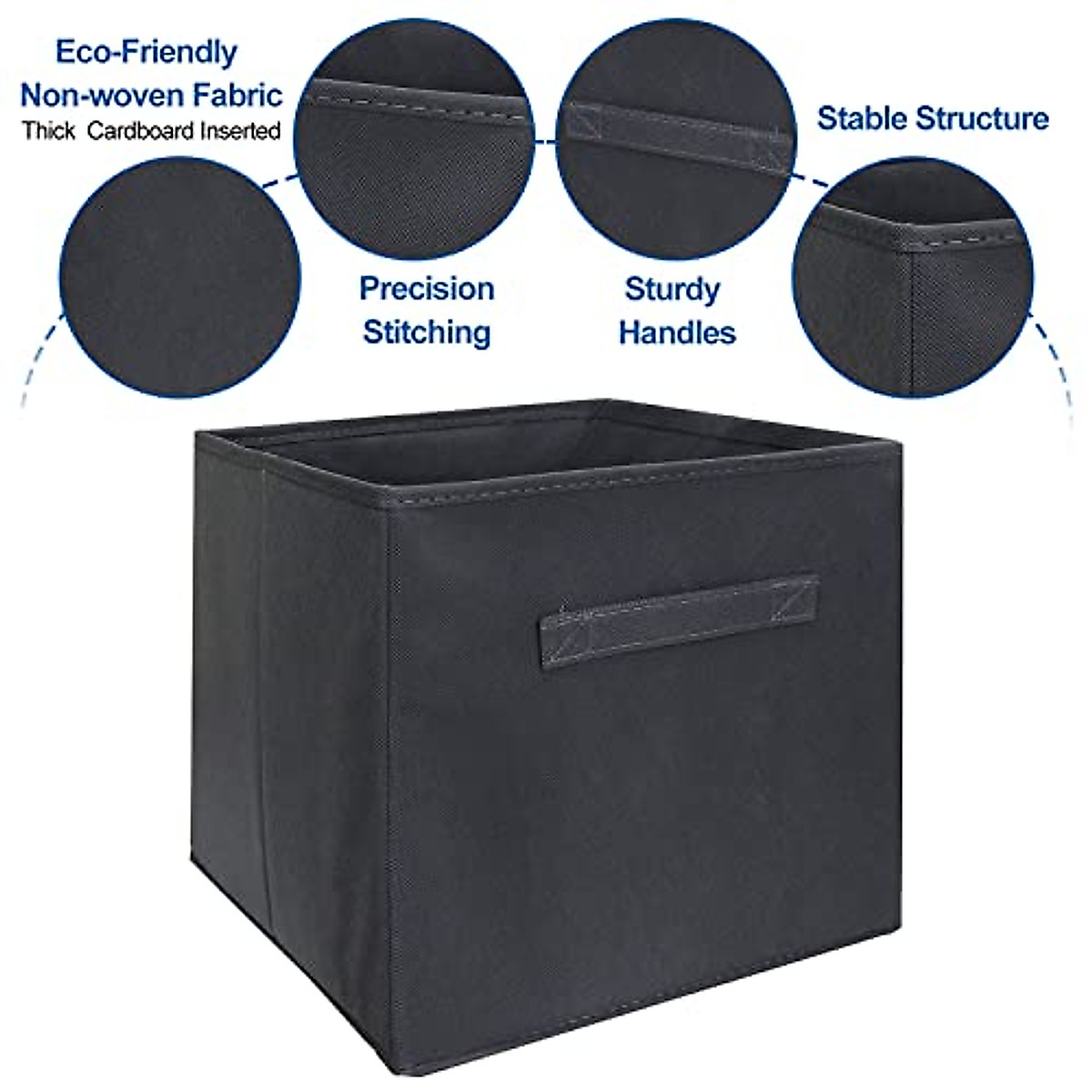 YuGtcen Cube Storage Bins 11 inch, Storage Cubes Collapsible Organizer Bins, Square Foldable Fabric Baskets, Medium Decorative Cubby Box for for Shelves, Closet, for Utility Room, Storage Room (Grey)