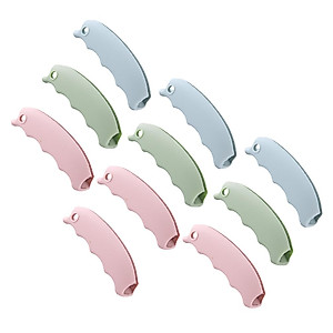 FAVOMOTO 10 pcs Silicone Plastic Bag Handle Pouch Carrier Shopping Garbage Basket Bags Holder Handle With Soft Grip Grocery Bags Handle Carrier Hanging Garbage for Labor-saving Trash Random Color