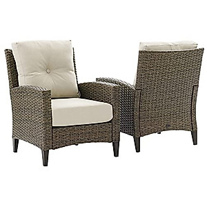 Crosley Furniture KO70210LB-OL Rockport Outdoor Wicker High Back Arm Chair, Set of 2, Light Brown
