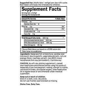 Garden of Life Fish Oil Omega 3 - Cardio Omega-3 Fish Oil Supplement for Heart Health, 915mg Omega 3 Fatty Acids EPA & DHA - Orange Flavor, Two Month Supply, Minami Ultimate Supplements, 60 Softgels