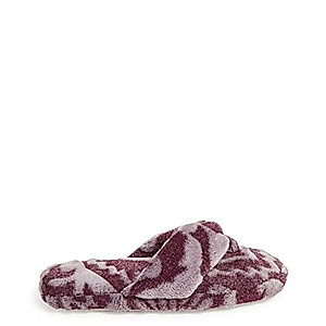 Vera Bradley Women's Fleece Flip Flop Slippers, Java Mulled Wine Tonal, Large (US Women's Size 9-10)