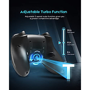 YKOEX Switch Controller, 9 LED Colors, Switch Pro Controller Compatible with Switch/Switch OLED/Switch Lite, Wireless Gamepad with Back Buttons/Programmable/Motion Control/Dual Vibration/Turbo
