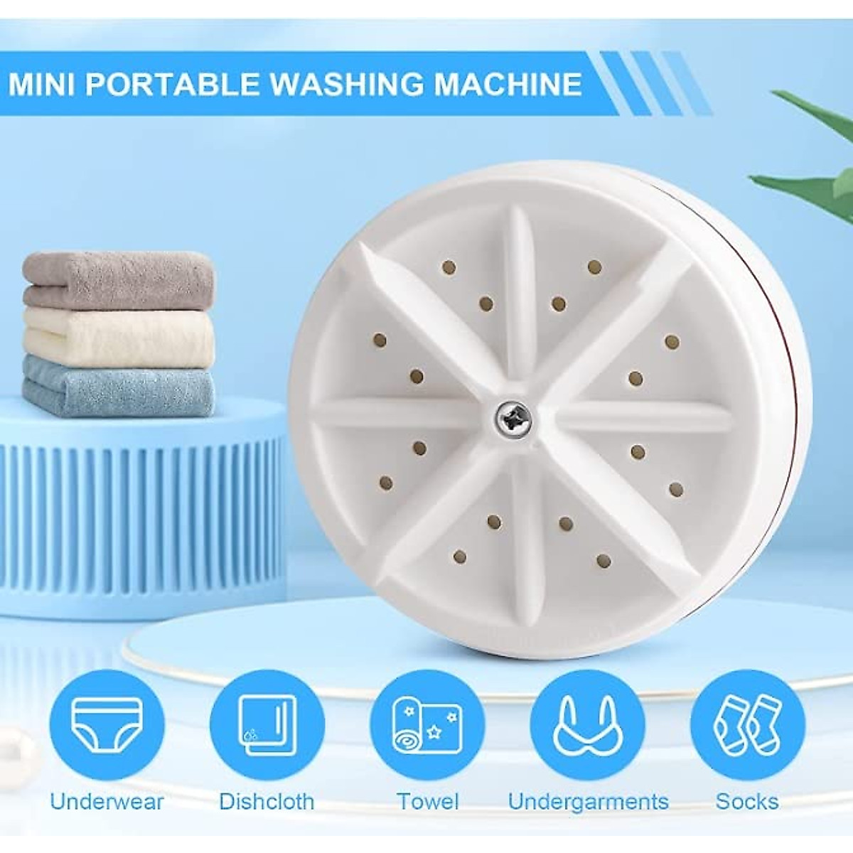 U00GKLTL Mini Portable Washing Machine,Mini Dishwashers Ultrasonic Turbo Disinfection with USB,Suitable for Home, Business, Travel, College Room, RV, Apartment（Send Storage Box）