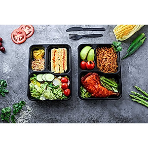 Glotoch 50Pack 34oz Meal Prep Container Microwave Safe,Disposable 3 Compartment Plastic Food Prep Containers with Lids for Food,Leftover BPA Free, Dishwasher Safe