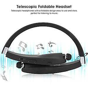 SX‑991 Bluetooth Headset, Bluetooth 5.0 Neckband Headphones Foldable Sports Earphone with Retractable Earbuds, for Home Office,Video Conference, with Carry Case