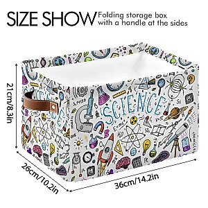 AUUXVA Education Science Chemistry Storage Bins Basket, Collapsible Storage Cube Rectangle Storage Box with Handles for Shelf Closet Nursery Bedroom Home Office 2 Pack