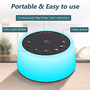 Color Noise Sound Machines with 10 Colors Night Light 25 Soothing Sounds and Sleep White Noise Machine 32 Volume Levels 5 Timers Adjustable Brightness Memory Function for Adults Kids Baby (Black)