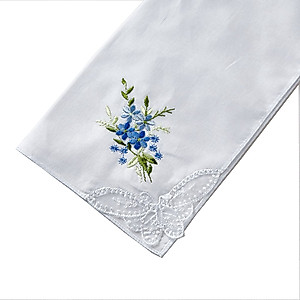 Women&#039;s 100% Cotton Handkerchief,Embroidery Hankies Pack of 6, White, One Size