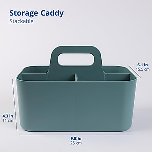 BLUE GINKGO Stackable Organizer Caddy – Korean-Made Portable Tote for Bathroom, Office, Crafts, or School Supplies (Rectangle, Green)