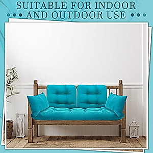 Maitys 5 Pieces Waterproof Outdoor Cushions Couch Cushion Set Wicker Chair Cushions Group Loveseat Cushions Lumbar Pillows for Patio Backyard Porch Garden Furniture (Peacock Blue)