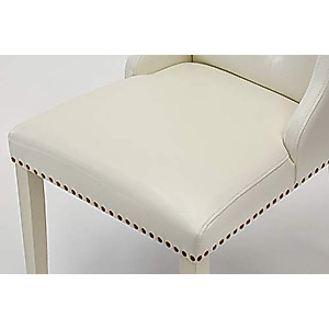 East West Furniture HLFO5-LWH-44 5 Piece Dining Table Set for 4 Includes a Round Kitchen Table with Pedestal and 4 Light Grey Faux Leather Parson Dining Chairs, 42x42 Inch, Linen White