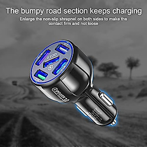 2 Pack USB Charger for Car, QC 3.0 Fast Car Charger Adapter with 5 Ports, Cigarette Lighter Car Adapter, Compatible with iPhone 13/Pro/Pro Max, 12, 11, Camera, Car Accessories （Blue/2PCS）