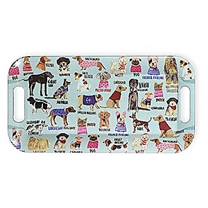 Boston International Melamine Serving Tray with Handles, 15" X 8", Hot Dogs