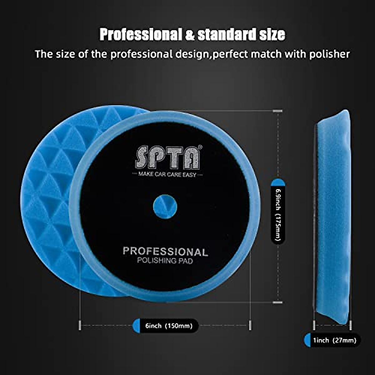 Polishing Pads, 5Pc 6 Inch 150mm Orbital Buffer Polisher Pads and 1Pc Microfiber Buffing Pads, Foam Polish Pad for Compounding, Polishing and Waxing, for 6''/150mm Backing Plate Car Polisher -TPPMIX