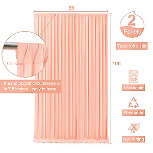 10x10 Peach Backdrop Curtain for Parties Baby Shower Wrinkle Free Peach Photo Curtains Backdrop Drapes Fabric Decoration for Wedding Birthday Party 5ft x 10ft,2 Panels