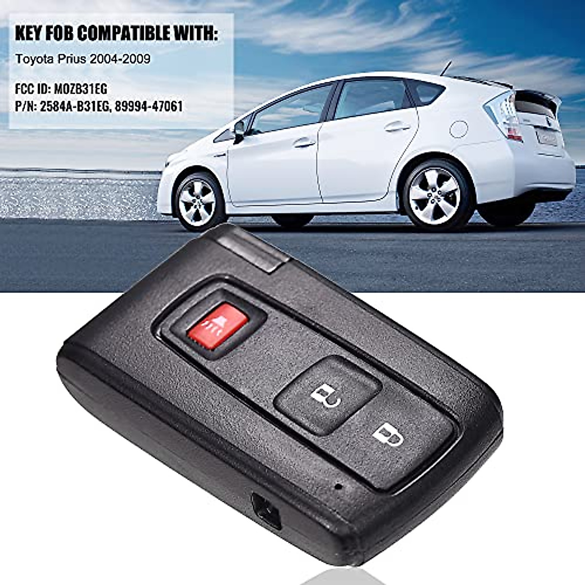 VOFONO Compatible with 2+1 Buttons Toyota Prius 2004-2009 Keyless Entry Remote Key Fob FCC ID: MOZB31EG P/N: 2584A-B31EG, 89994-47061 (Only for Original Key Silver Logo Version Not Black)