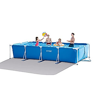 Intex 28279EH 14ft x 33in Puncture Resistant Rectangular Frame Above Ground Backyard Outdoor Swimming Pool with 530 Gallon Filter