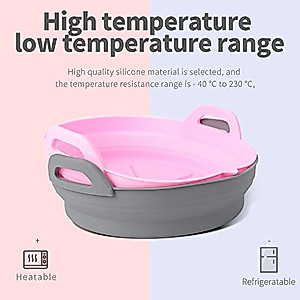 Qiaoer 3 Pack Air Fryer Silicone Liners,8.3 Inch Round Air Fryer Silicone Basket,Heat Resistant Easy Clean Air Fryer Oven Accessories,Foldable Reusable Silicone Bowl(Z03-Pink Green Grey)