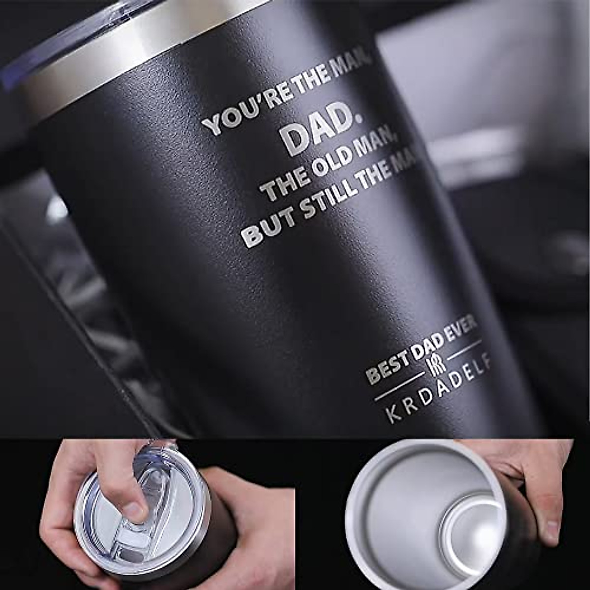 KRDADELF Dad Birthday Gifts from Daughter Son kids, 20oz Best Dad Wine Tumbler for Dad Who Wants Nothing Pocket Watch For Men Who Have Everything Gifts Idea for Fathers Day Christmas