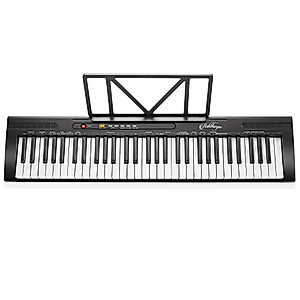 Ashthorpe 61-Key Digital Electronic Keyboard Piano for Beginners, Includes Stand, Bench, Headphones, Mic and Keynote Stickers