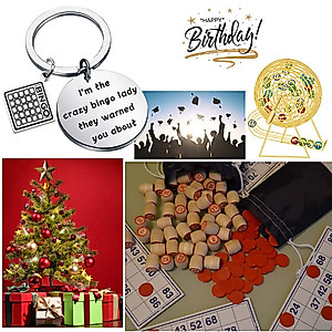 Gzrlyf Bingo Lovers Gifts Keychain Funny Bingo Gifts for Bingo Players I’m the Crazy Bingo Lady They Warned You about (Keychain)
