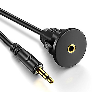 ICESPRING 3.5mm Male to 3.5mm Female Car Truck Dashboard Flush Mount 3.5mm 1/8" AUX Audio Jack Extension Cable with Mounting Panel for Car Boat and Motorcycle (6 Feet)
