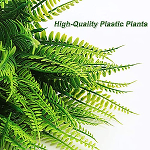 8 Pcs Artificial Boston Fern Plants Bushes Faux Plants Shrubs Greenery UV Resistant for House Office Garden Indoor Outdoor Décor