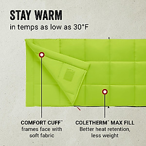 Coleman Kompact Sleeping Bag, Indoor/Outdoor Lightweight Sleeping Bag for Adults, 20°F/30°F/40°F Options for Camping, Hiking, Backpacking with Included Compression Sack; Big & Tall