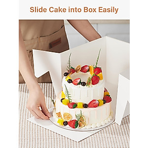 Kootek 10 Sets Cake Boxes 10 inch, 10x10x8 Inches White Bakery Box with Boards, Tall Cake Cardboard Containers for Multi-Layer Cakes, Cake Decorating for Mother's Day