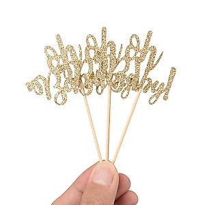 Donoter 48 Pcs Glitter Oh Baby Cupcake Topper Picks for Baby Shower Party Cake Decorations