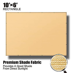 DOEWORKS Shade Cloth, 6'x10' UV Block Sun Shade Canopy with Grommets for Outdoor Pergola, Patio, Garden Deck