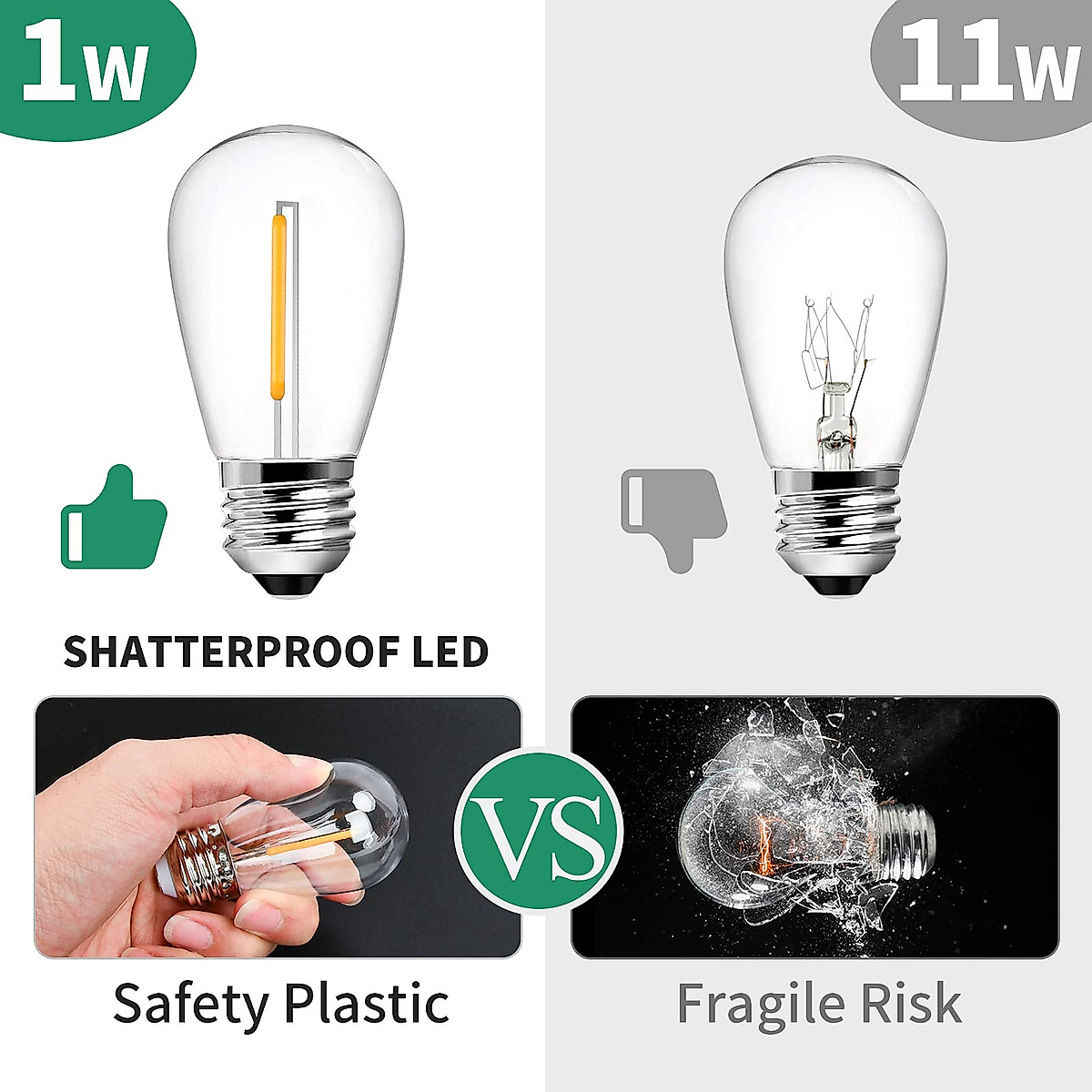 AVANLO Outdoor String Lights Dimmable LED 96 FT (2x48FT) Waterproof Shatterproof Bulbs 30 Hanging Sockets Commercial Grade Patio Lights Decorative Bistro/Party/Garden/Cafe Light 2700K Warm White Light