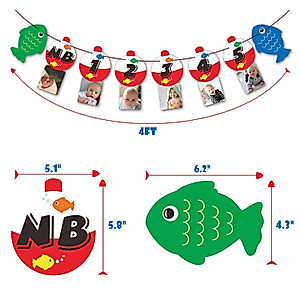 The Big One Bobber Gone Fishing Baby Monthly Photo Banner Little Fisherman Garland First Year Milestone Boys Photo Props Party Cake Smash Decoration Supplies